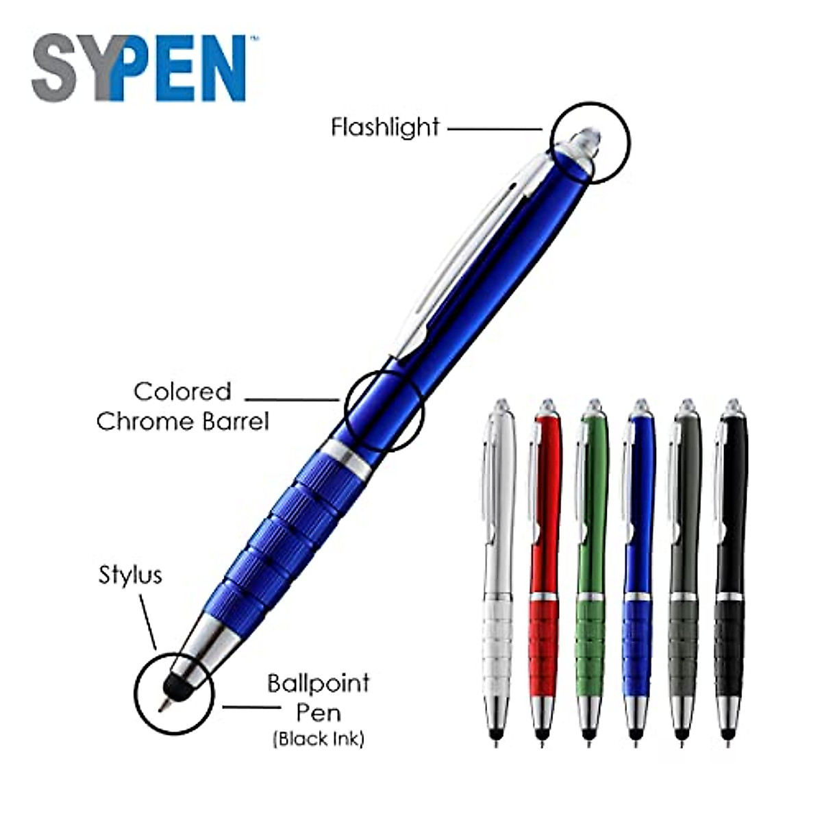 SyPen Personalized Pen, 3-in-1 Ballpoint Pen, Touch Screen Pen Stylus, and Flashlight Pen, Customized Gift Pen for Men, Women, Adult Party Favors - Customizable with Personalized Text, Names, or Logo