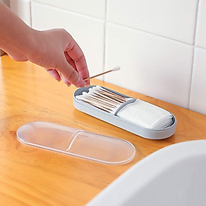 Swab Box,2 Grid Makeup Travel Cotton Storage Organizer Case Travel Cotton for Make Up Pads, Cosmetics (gray)