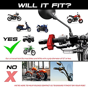 Motorcycle Handlebar Lock Grip with Lever Protection Sleeve - Heavy Duty Motorcycle Lock Anti Theft Throttle Brake Grip Lock Men, Moped Accessories For ATV, Scooter & Dirtbike Accessory (Red, 2x Keys)