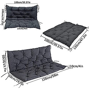 Bench Pad Cushion Replacement 2 or 3, Seat Waterproof Soft Bench Cushions with Backrest, Seat Replacement Mat Non Slip Thick Garden Bench Seat Cushion Lounger Chairs Pad for Outdoor Patio Swing