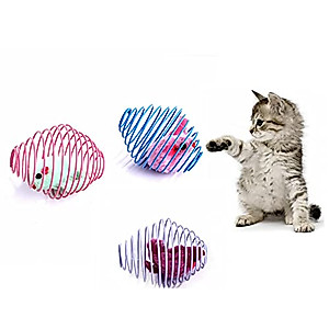 ISMARTEN 6 Pcs Cat Spring Balls Stretchable Cat Springs Toys Interactive Cat Toys Rolling Cat Balls Colorful Playful Coils Spring Toy Caged Rats for Kitten Cat Pet Supplies Indoor Play (Ramdom Color)