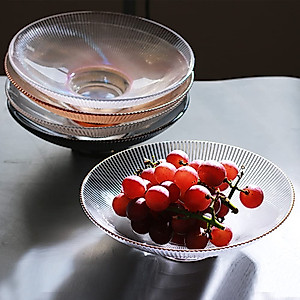 Kelendle Glass Footed Bowl Round Pedestal Bowl Clear Fruit Bowl Decorative Serving Dish Dessert Display Stand Snacks Nuts Plate for Kitchen Counter Centerpiece Table Decor Amber 10.2inch