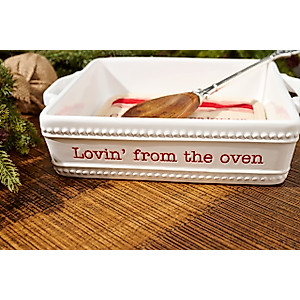 Mud Pie, White, Circa Holiday Baker & Trivet Set, 8.75", 8.75" x 8.75" | holder 7.5" x 7.5" | spoon 10.5