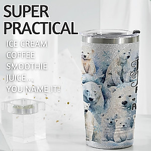 Onebttl Polar Bear Gifts for Women, Polar Bear Coffee Mug for Polar Bear Lovers, Girls, Pola Bears Are My Spirit Animals, Stainless Steel Tumbler 20oz