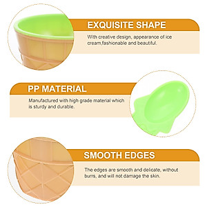 Zerodeko 4 Sets Plastic Ice Cream Bowl with Spoons Double Layer Ice Cream Cups Candy Color Reusable Dessert Bowls Sundae Cups Yogurt Dishes Mixing Bowls