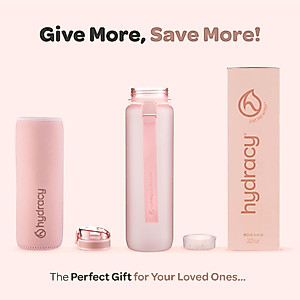 Hydracy Water Bottle with Time Marker -Large 32oz BPA Free & No Sweat Sleeve -Leak Proof Gym Bottle with Fruit Infuser Strainer & Times to Drink -Ideal Gift for Fitness Sports & Outdoors