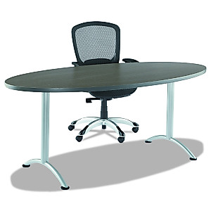 Iceberg ARC 6-Foot Adjustable Height Oval Conference Table, 36" W x 72" L, Gray Walnut/Silver Leg