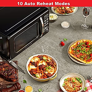 Galanz GLCMKZ07BKR07 Retro Countertop Microwave Oven with Auto Cook & Reheat, Defrost, Quick Start Functions, Easy Clean with Glass Turntable, Pull Handle.7 cu ft, Black