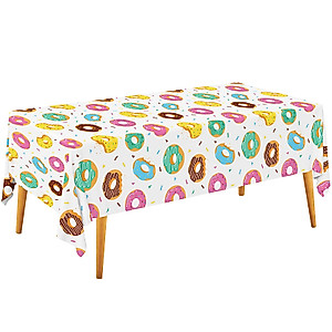 Gatherfun Donut Party Supplies: 2-Pack Donut Birthday Party Decorations,Disposable Plastic Tablecloth, Ideal Table Cover for Two Sweet Birthday, Baby Shower & Themed Parties, 54 x 108 Inch