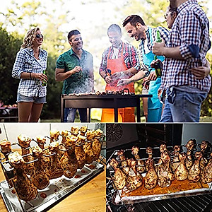 yamisan Chicken Leg Wing Grill Rack - 14 Slots Stainless Steel Roaster Stand with Drip Pan, BBQ Chicken Drumsticks Rack for Smoker Grill or Oven