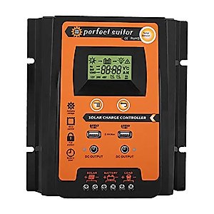 Charge Controller, Acouto 30A / 50A / 70A MPPT Charge Controller Solar Charge Regulator 12V/24V Solar Panel Charge Battery Regulator Dual USB LCD Display (50A)