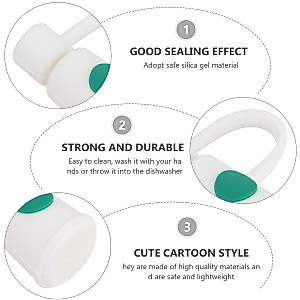 NUOBESTY Reusable Straws 3 Pcs Silicone Straw Tips Cover Cute Reusable Drinking Straw Tips Lids Covers Cap- Proof Straw Plugs for Cup Straws Green White