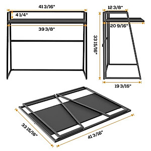DESIGNA Folding Desk, Small Desks for Small Spaces, 41 inch Small Fold Desk for Student Portable Folding Desk, Folding Office Desk with Protective Railing