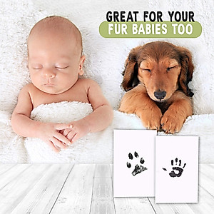 Pregnancy Journal And Baby Footprint & Handprint Inkless Ink Pad Bundle - 80 Pages Hard Cover Pregnancy Book For Mom To Be Gift - 2-Pack Clean Touch Hand and Foot Print Keepsake Ink Pads