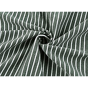 MEROKEETY Women's Short Sleeve Striped High Waist T Shirt Midi Dress with Pockets, Olive, Medium