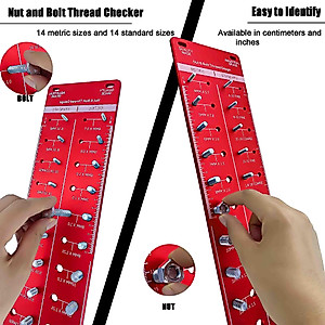 Thread Checker, Thread Size Checker, Nut and Bolt Thread Checker 28 Bolt Size and Thread Gauge, Bolt Gauge, Bolt and Nut Identifier Gauge for Hanging