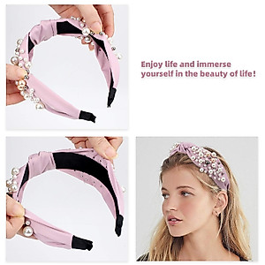 OAOLEER 6 Pack Pearl Headbands for Women with Vintage Elastic Knotted Wide Hair Bands