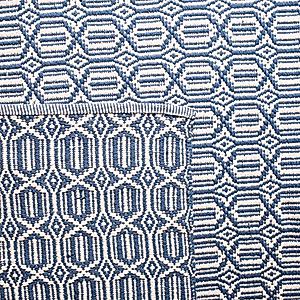 SAFAVIEH Montauk Collection Runner Rug - 2'3" x 6', Ivory & Navy, Handmade Flat Weave Boho Farmhouse Cotton, Ideal for High Traffic Areas in Living Room, Bedroom (MTK333B)