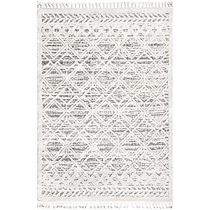 nuLOOM Ansley Moroccan Lattice Tassel Area Rug, 6' 7" x 9', Beige