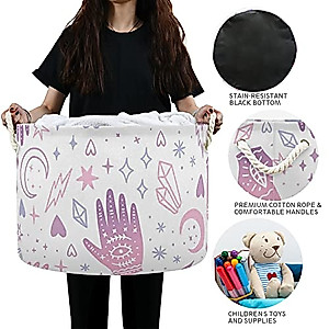 ALAZA Moon Stars Magical Boho Storage Basket Gift Baskets Large Collapsible Laundry Hamper with Handle, 20x20x14 in