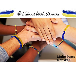 Ukraine Bracelet, Ukraine Flag Healing Crystal Bracelet - Ukraine Jewelry for Women Men Kids (Blue - Yellow Quartz Beaded)