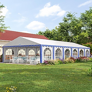 Quictent 20x40 Party Tent Heavy Duty PVC Large Commercial Vinly Canopy Wedding Big Event Shelter, Stripe Blue&White