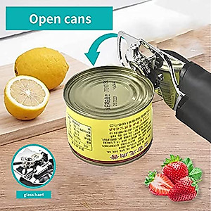 Can Opener Manual Handheld Powerful Can Opener, non-slip grip，Multifunctional stainless steel can opener,Ergonomic and easy to us（8.3 inch）