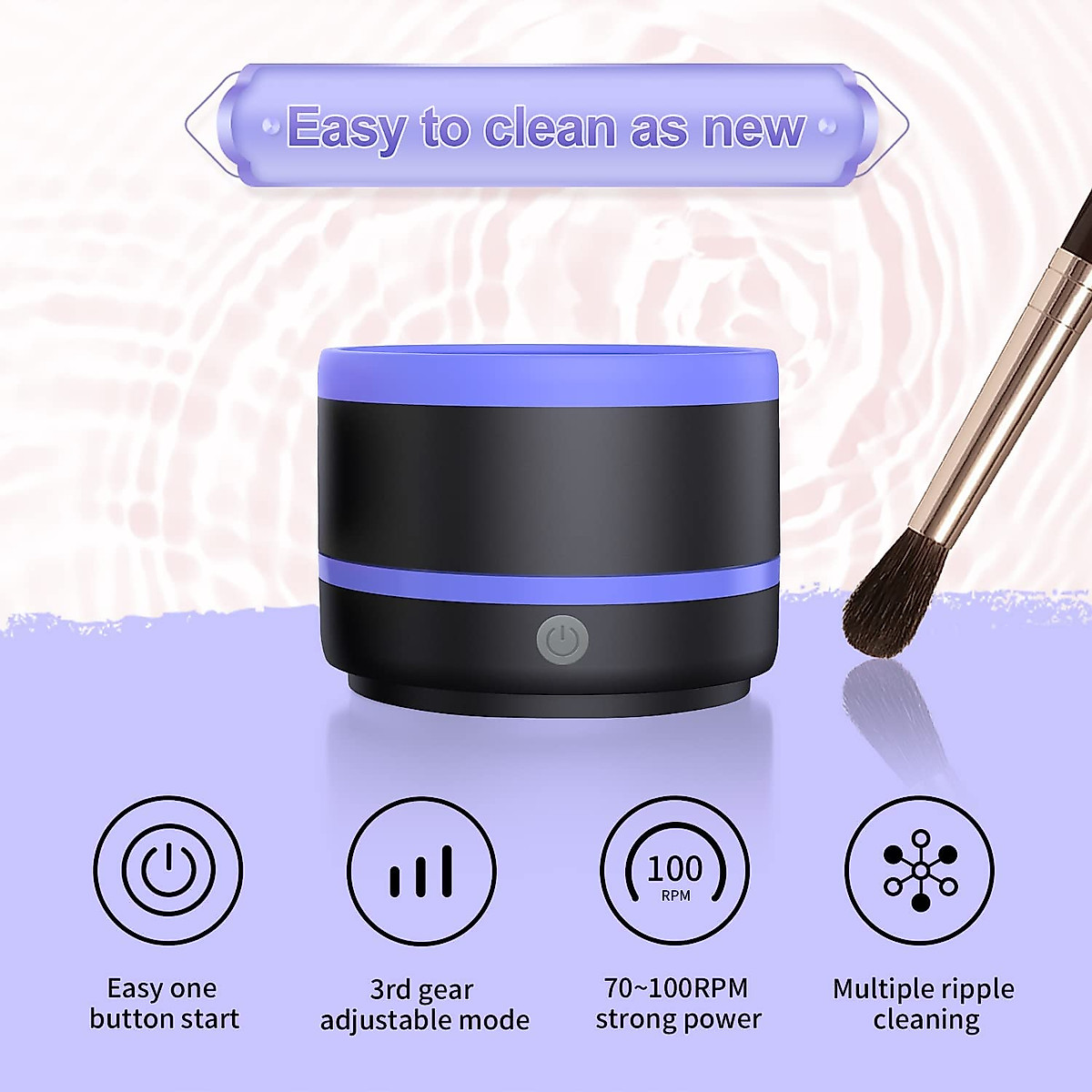Makeup Brush Cleaner Machine,Electric Makeup Brush Cleaner,Automatic Makeup Brush Cleaner Cleanser Tools,USB Cosmetic Brush Cleaning Machine for Liquid Foundation,Contour,Eyeshadow Brushes Blue