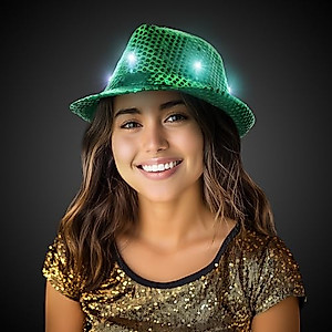 Windy City Novelties Glittering Green Sequin Fedora - St. Patrick's Day Party Hat for Celebrations & Stylish Nights Out