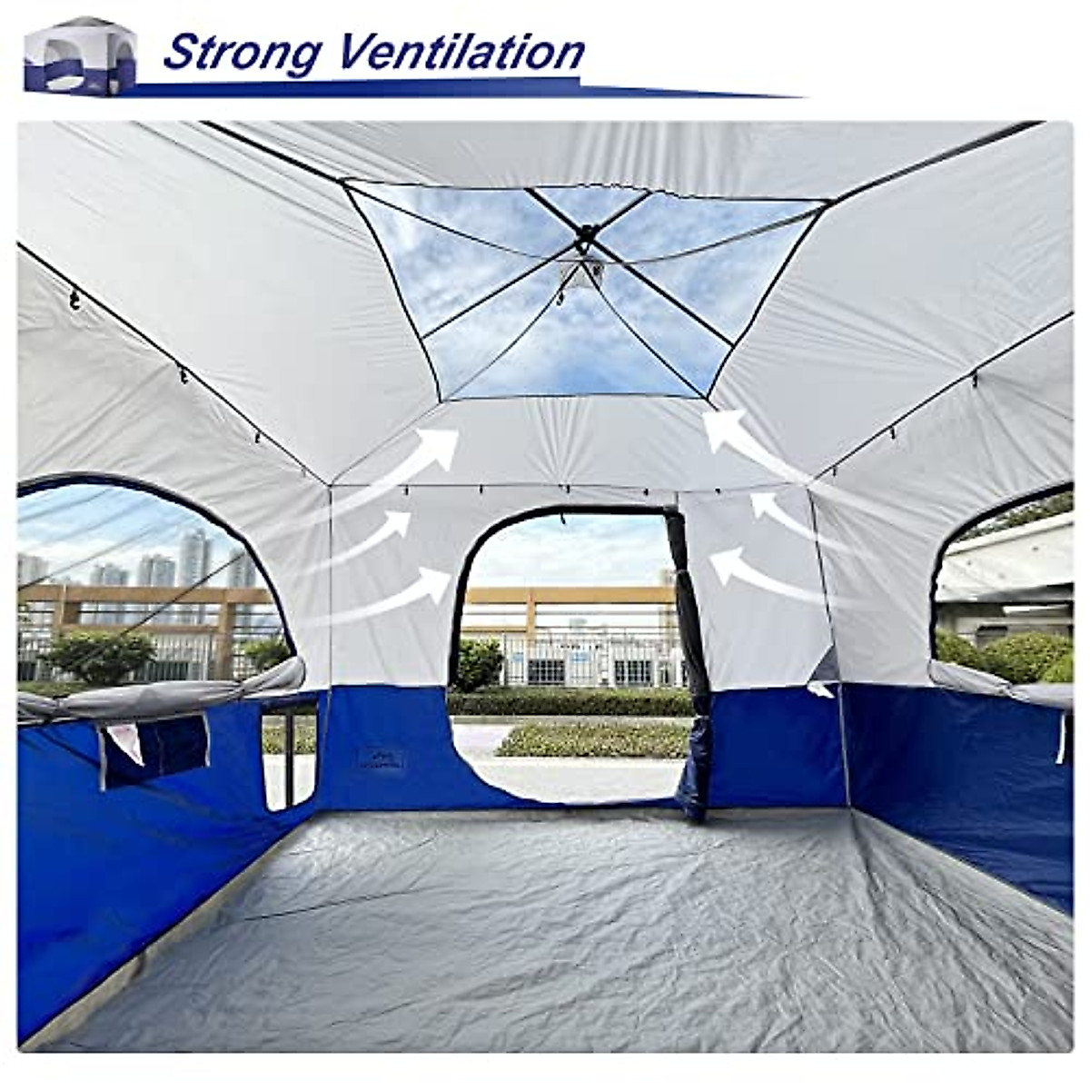 KAMPKEEPER Camping Cube for Pop Up Canopy Tent, Converts 10'x10' Straight Leg Canopy into Camping Inner Tent, with 1 Dog Hole–Fully Vented Roof(Canopy & Frame NOT Included), Navy Blue