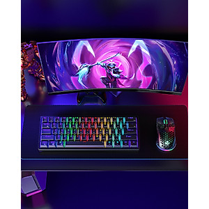 SOLAKAKA SM600 Honeycomb Shell Gaming Mouse Wireless,8000 DPI Tri-Modes BT5.1/2.4G Wireless/Type-C Wired Gamer Mouse with 2 Side Buttons, Macro Programmable and RGB Light for PC/Mac/Laptop,Black