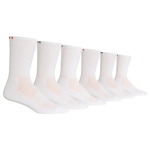Chaps Men's Cushioned Repreve Athletic Socks-6 Pair Pack-Running Breathable Front Mesh and Arch Support, Crew-White, Shoe Size: 6-12