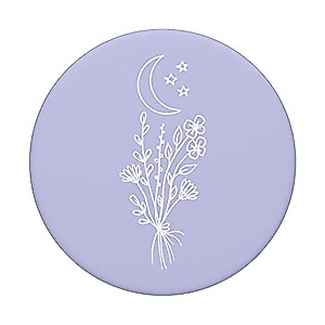 Purple-Lavender - Boho Moon Wildflower Floral PopSockets Swappable PopGrip