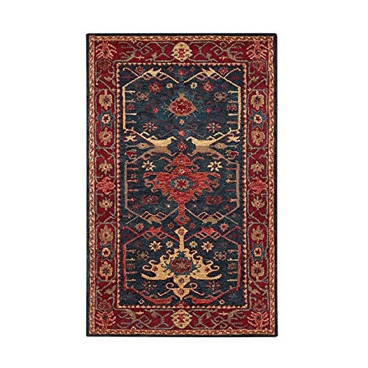 Wool Rug CHIA Channin Indigo Rug Hand Tufted Persian Traditional Wool Rug New Floral Oriental Vintage Area Rug (8x10)