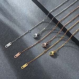 Zillaly Gold Silver Rose Gold Horizontal Bar Necklace Stainless Steel 18K Gold Plated Bar Necklace Ladies Adjustable Chain (White)