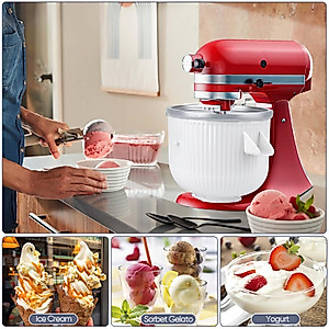 Ice Cream Maker Attachment for Kitchenaid Stand Mixer,2-Quart Frozen Yogurt - Ice Cream & Sorbet Gelato Maker,Fits 4.5 5 6 7qt Kitchenaid Stand Mixer