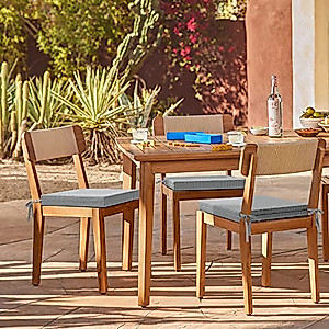 LVTXIII Outdoor Seat Cushions Seasonal Replacement Chair Cushions, Square Patio Chair Pads with Ties for Dining Chairs and Garden Furniture,18.5"x16"x2", 4 Pack, Strip Grey