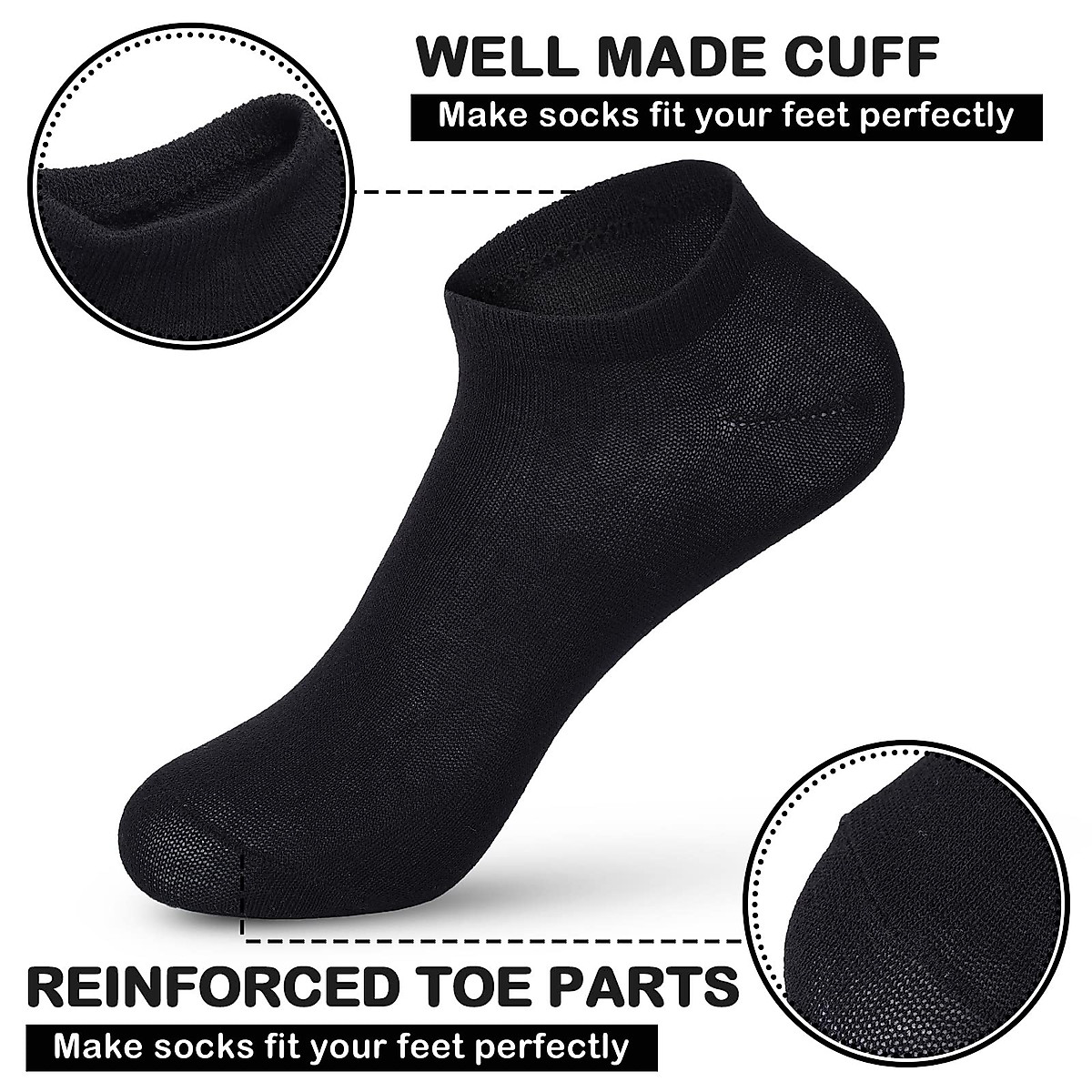 JaGely 100 Pairs Low Cut Ankle Socks Bulk for Women Men Thin Breathable Casual No Show Athletic Cotton Socks(Black)