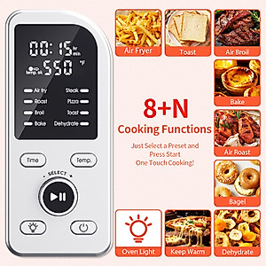 Beelicous Pro 19QT Digital 8-in-1 Air Fryer Toaster Oven, 550°F Flavor-Lock Tech, Flip Up & Away Capability, 40+ Recipes, Airfryer Countertop Oven Combo, 4 Accessories, Fit 13" Pizza, Stainless Steel