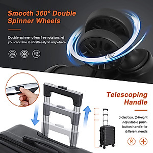 SUPER DEAL Black Luggage Set 3 Piece Hardside Expandable Luggage with Spinner Wheels Hardshell Lightweight Durable Suitcases Travel Carry Ons, 21/26/30 inch