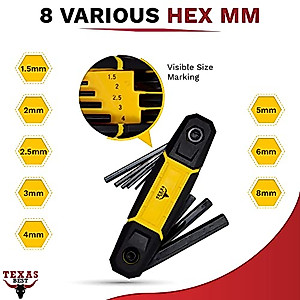 Texas Best Folding Metric and SAE Hex Keys | Metric and SAE Allen Wrench Set | Heat Treatment S2 Finish | 2 Pack