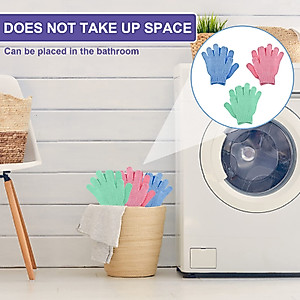 Sibba 3 Pair Bath Gloves for Shower Natural Loofah Exfoliating Wash Gloves for Body and Face, Dead Skin Remover, Double Sided Microfibre Shower Body Gloves for Adults and Kids