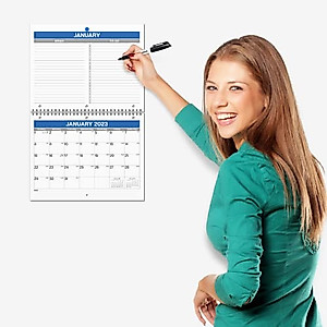 Dunwell Small Wall Calendar 2023-2024 - (Blue, 8.5x11"), Use Now to June 2024, Monthly Calendar for Notebook, Three Hole Punched, Use with Binder Folder, Desk or Wall, or Desktop Calendar 2023 2024