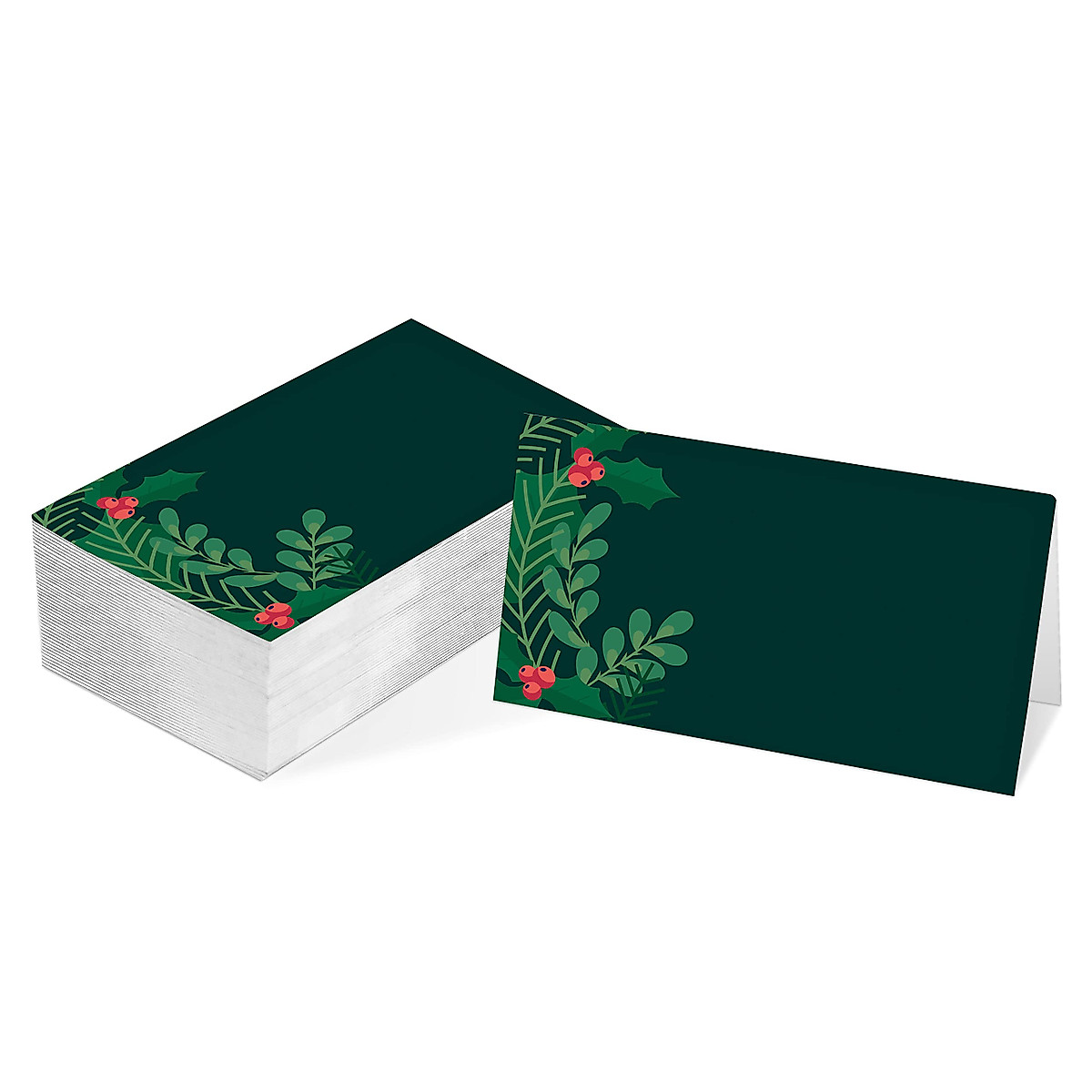Table Place Card, Christmas Themed Tent Style Cards, Pack of 25 Half-Fold Reception Place Card, Perfect for Christmas Party, Birthday, Wedding, Bridal Shower, Baby Shower, Banquet C20