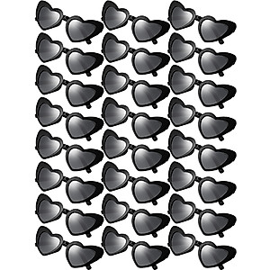 Flutesan 24 Pair Bachelorette Sunglasses Heart Sunglasses Retro Heart Shaped Eyewear Vintage Cat Style Glasses for Women(Black)