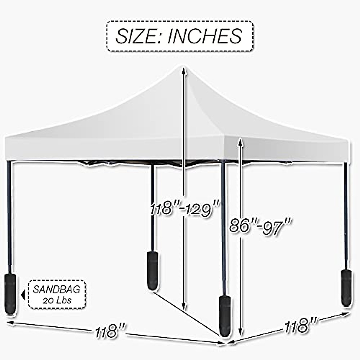 Canopy Tent 10 x 10 Pop Up Canopy Ez Up Sun Shade Canopy with Backpack Bag, 4 Sand Weights Bags, Steel Stakes Gazebos Tent for Outdoor, Wedding,Party, Camping, Picnics (White)