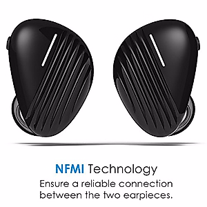 NuForce Optoma BE Free8 Truly Wireless Premium Earphones with 16h Battery Life, AAC+aptX, SpinFit Ear Tips and Charging case