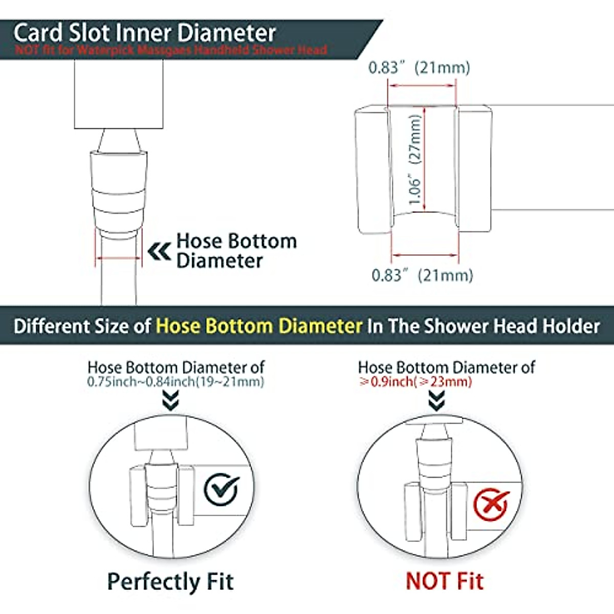 Huifeidezhu Shower Head Holder Adjustable Matte Black Handheld Showerhead Wand Bracket Soild Brass 360 Degree Rotation Sprayer Holder with Check Valve Wall Mount for Bathtub Faucet Set/ Shower System