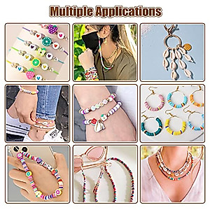 QUEFE 9000pcs, 90 Colors, Clay Beads for Bracelet Making Spacer Heishi Beads Flat Round Polymer Clay Beads for Jewelry Making Kit with Fruit Flower Beads Pendant Charms Kit and Elastic Strings