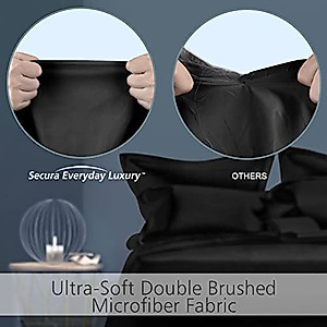 Queen Bed Sheet Set, 4pcs Bedding Sheets & Pillowcases, Soft Microfiber 1800 Thread Count 16" Deep Pocket Luxury Bed Sheets - Hypoallergenic, Wrinkle & Fade Resistant (Black)